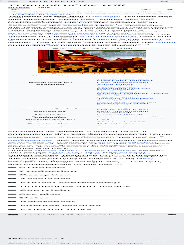 Triumph of The Will - Wikipedia 2 | PDF | Fascism | German Nationalism