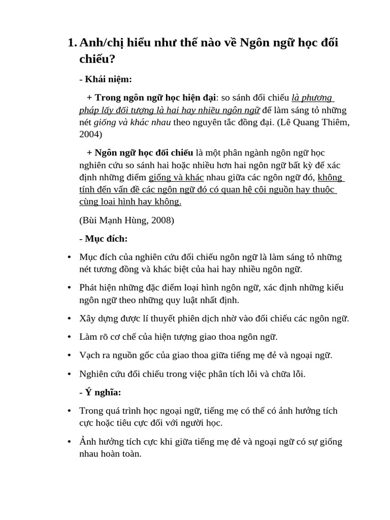 Đề cương NNHDC | PDF