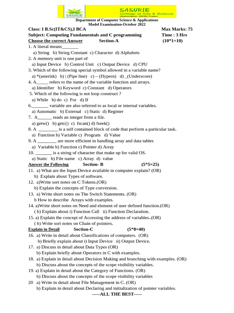 C | PDF | Variable (Computer Science) | Pointer (Computer Programming)