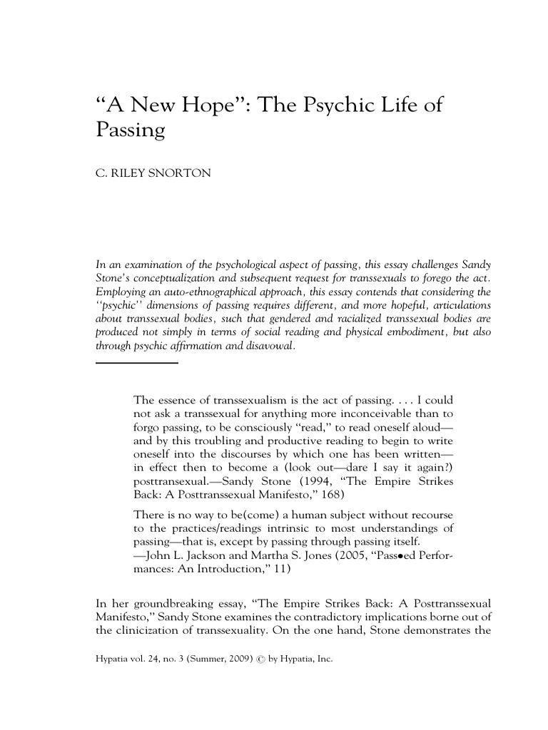 A New Hope The Psychic Life of Passing - C.Riley Snorton | PDF ...