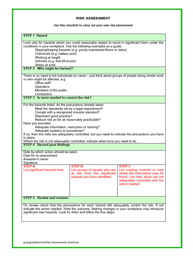 Risk Assessments Checklists | PDF | Hazards | Risk
