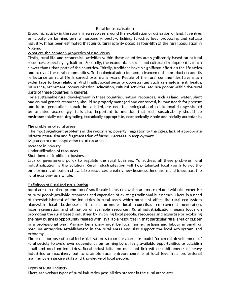 Rural Industrialization Strategies | PDF | Agriculture | Entrepreneurship