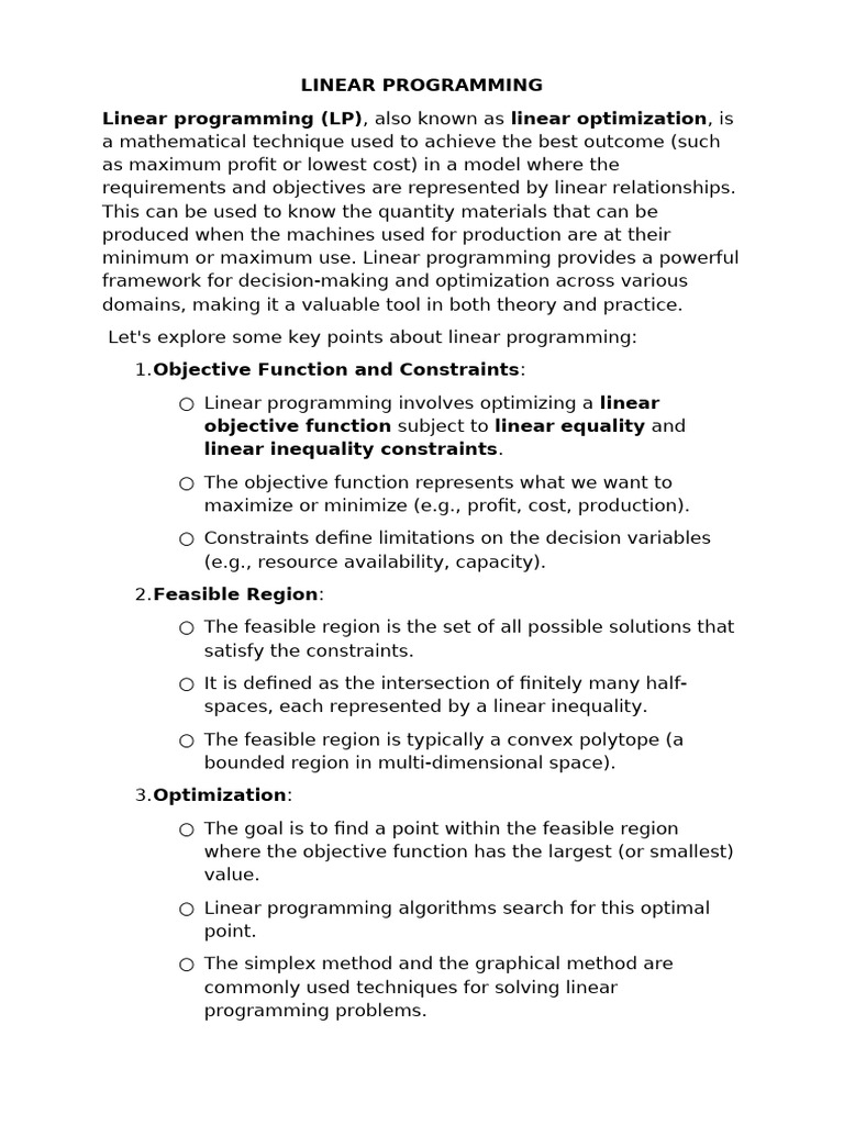 Linear Programming 1 | PDF | Linear Programming | Mathematical Optimization Linear Programming 1 | PDF | Linear Programming | Mathematical Optimization