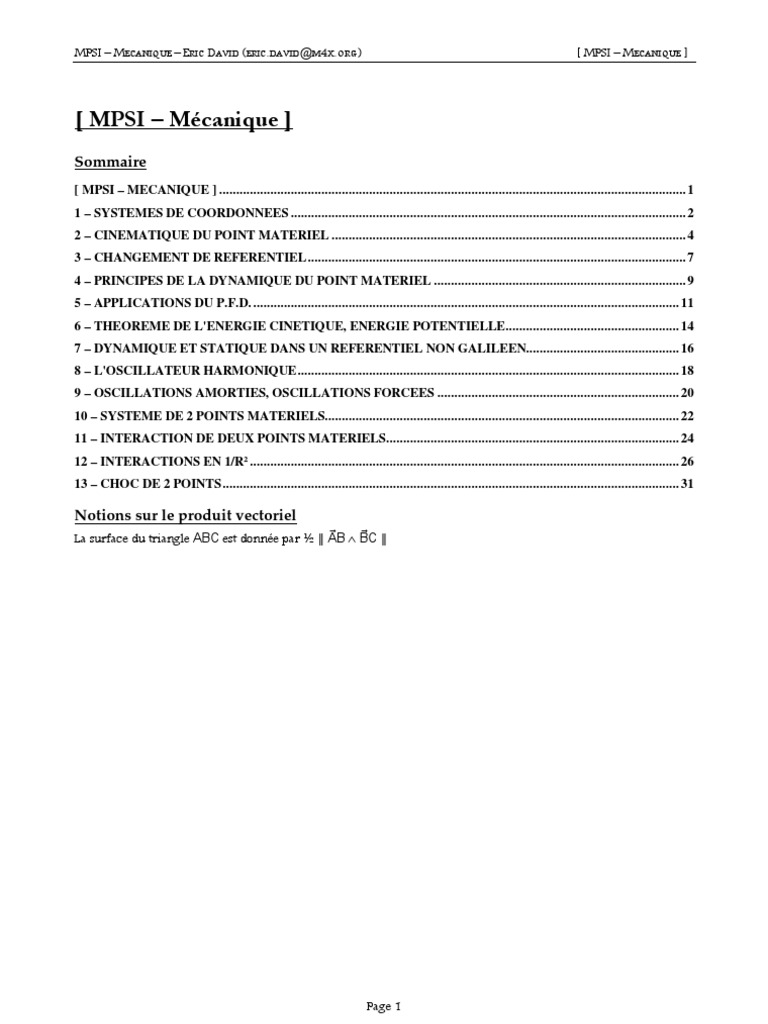 MPSI Physique Mecanique | PDF