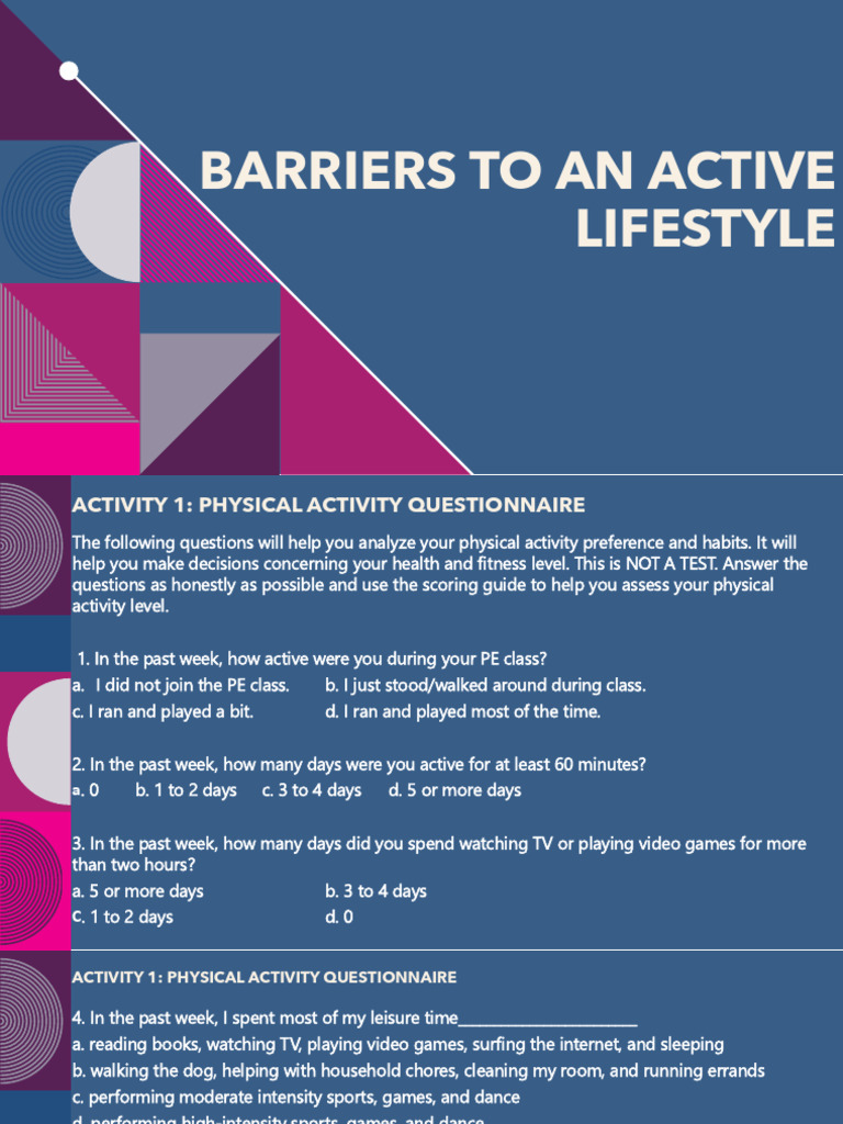 Overcoming Barriers to Active Living | PDF | Psychological Concepts ...