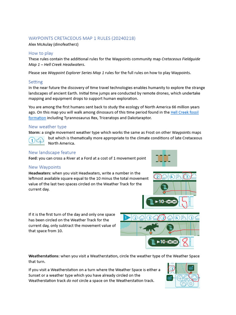 Waypoints Cretaceous Map 1 Rules 20240218 | PDF | Earth Sciences