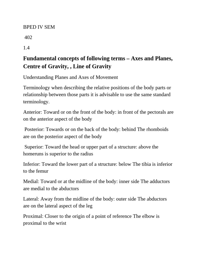 BPED IV SEM 1.4 | PDF | Anatomical Terms Of Location | Anatomical Terms Of Motion