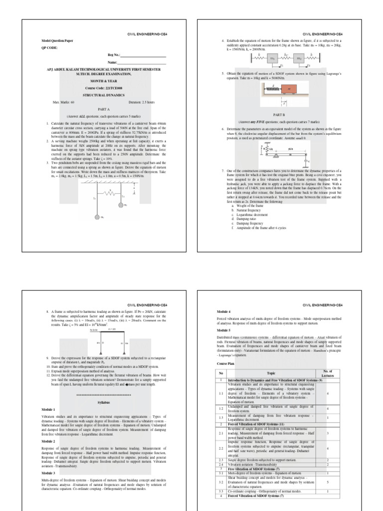SD syllabus S1 - converted | PDF | Normal Mode | Damping