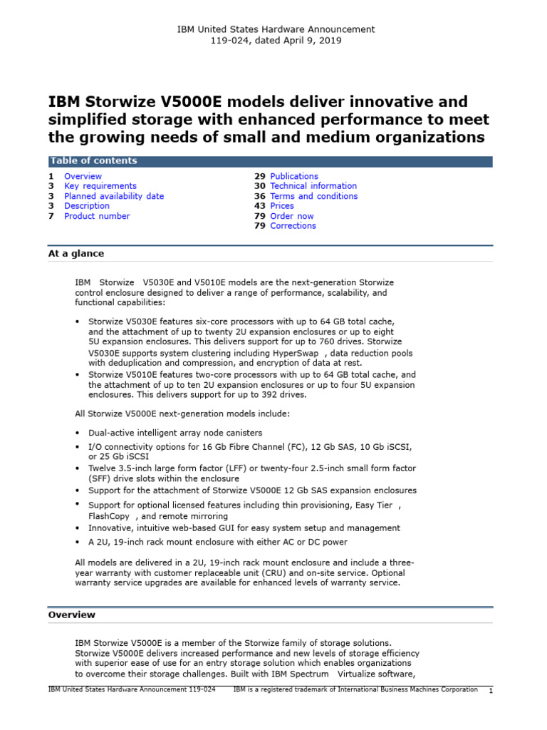 IBM Storwize V5000E | PDF | Computer Engineering | Computing