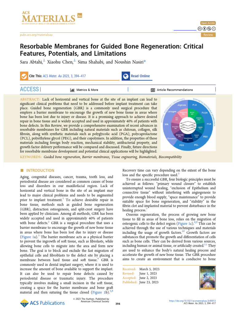 Abtahi Et Al 2023 Resorbable Membranes For Guided Bone Regeneration ...
