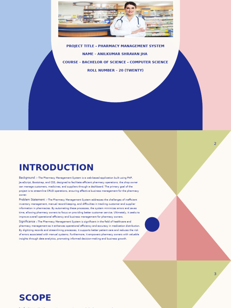 Project Title - PHARMACY MANAGEMENT SYSTEM | PDF | Pharmacy | Databases