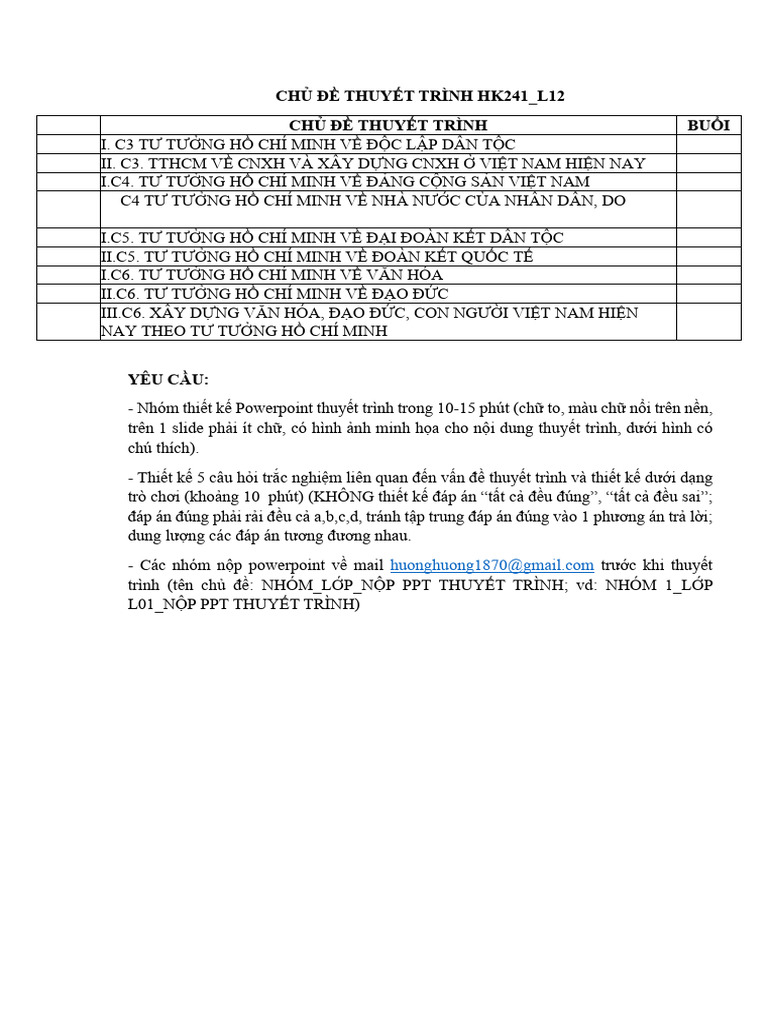 CHỦ ĐỀ THUYẾT TRÌNH - L12. | PDF
