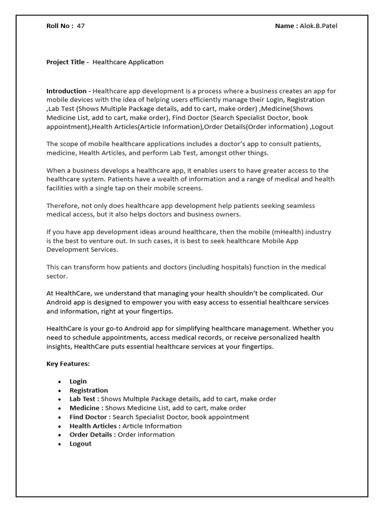 HealthCare App Development (1) | PDF | Usability | Mobile App