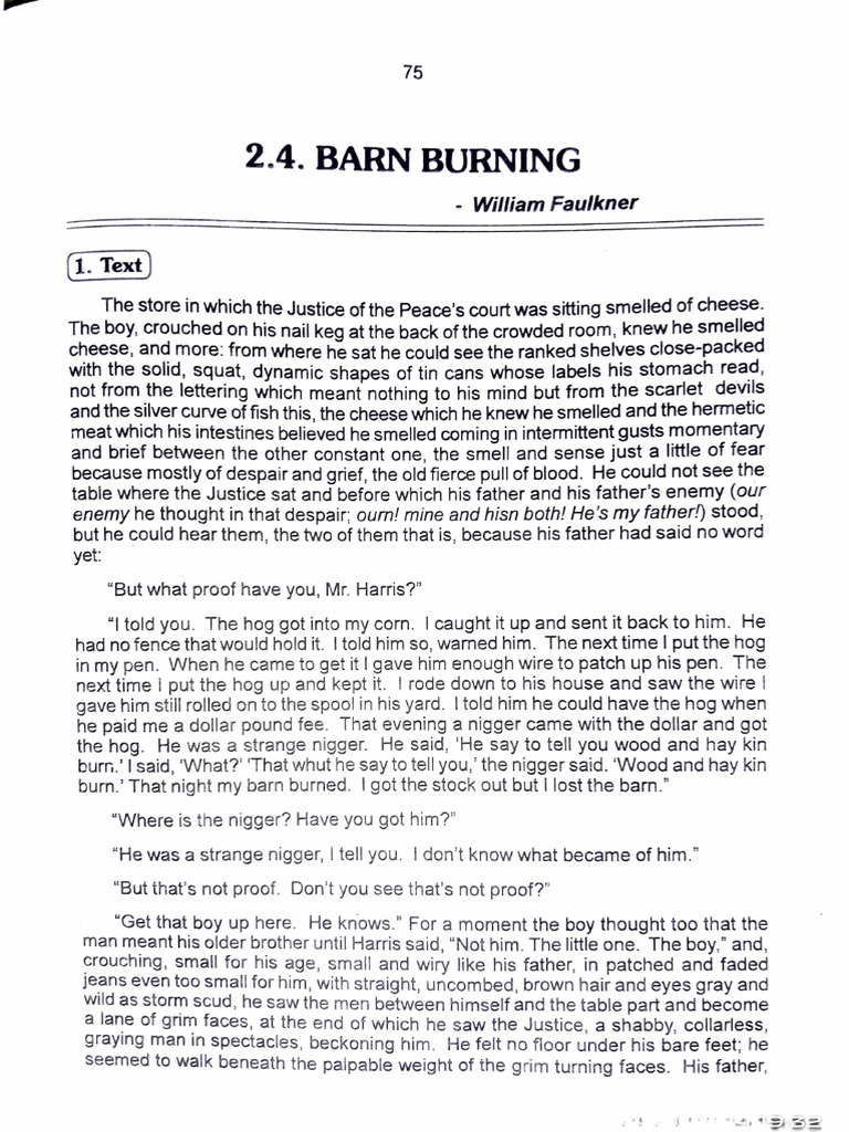 Unit II Barn Burning | PDF