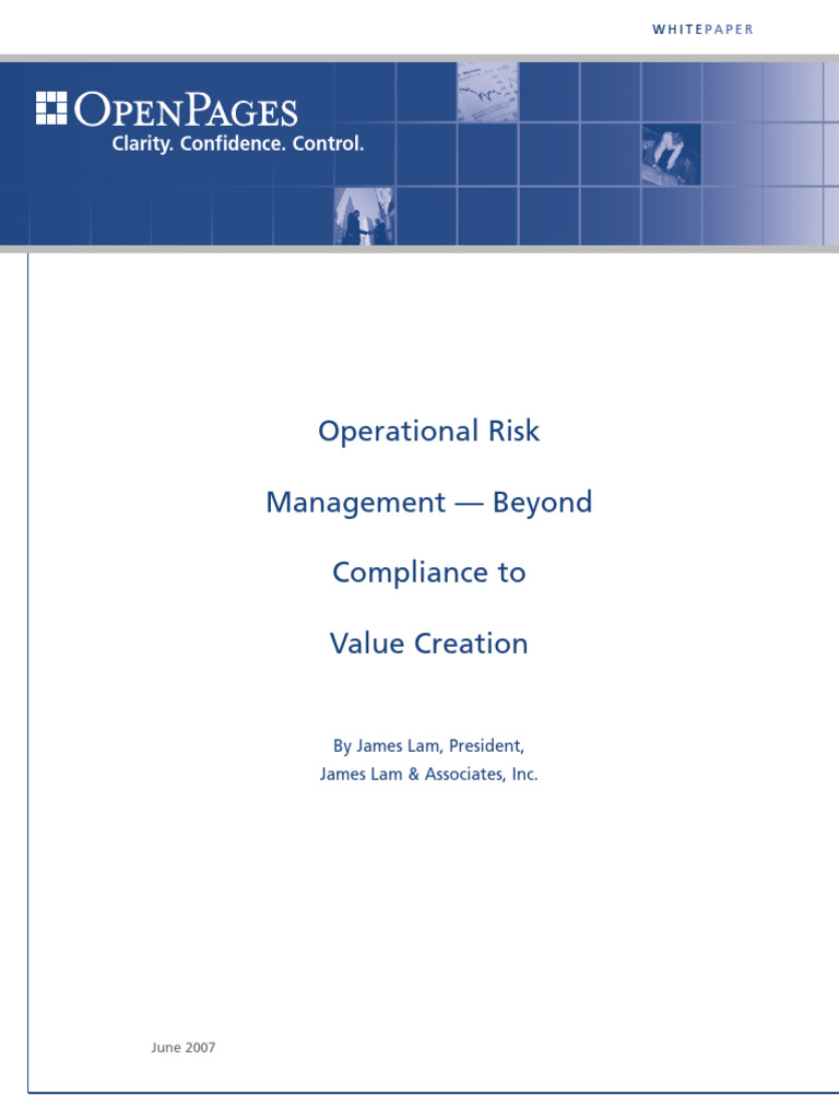 Operational Risk Management Beyond Compliance to Value Creation | PDF ...