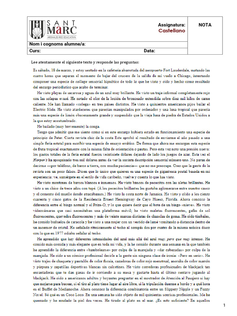 Comprension Lectora Bachillerato | PDF