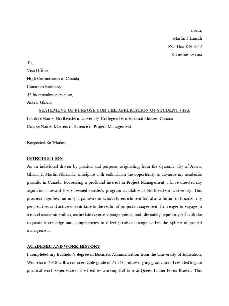 Student Visa Application Letter | PDF