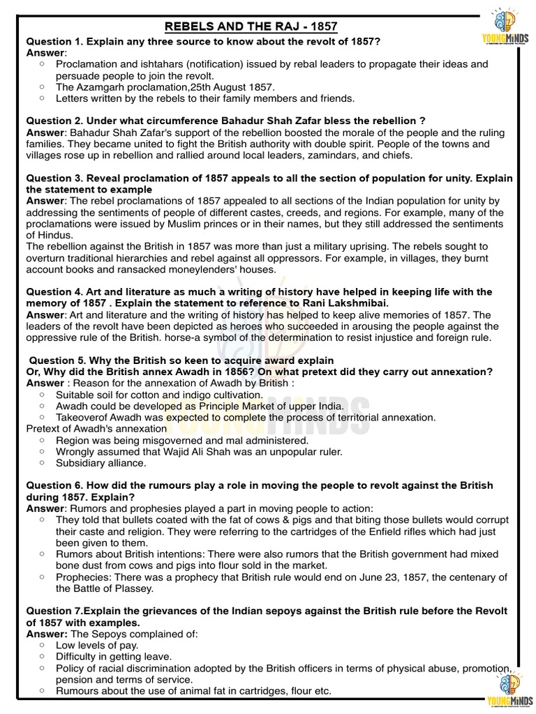 Revels and raj 1857 | PDF | Indian Rebellion Of 1857 | British Raj