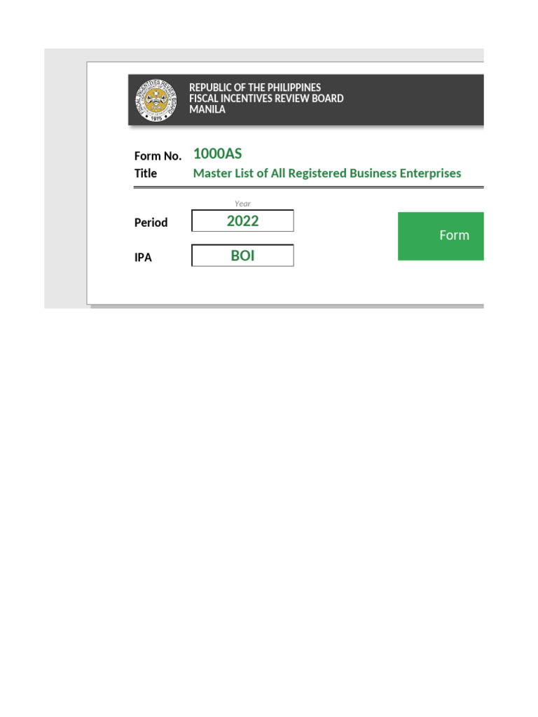 FIRB Form No. 1000AS_YYYY_IPA - Master List of All Registered Business ...