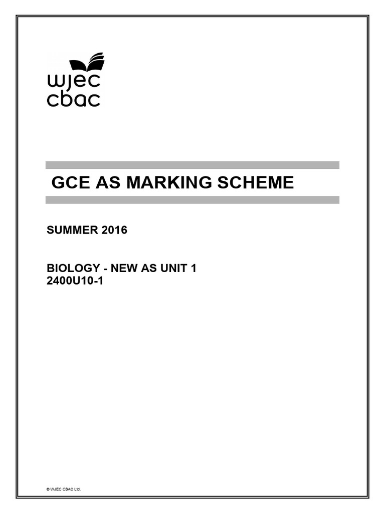 June 2016 MS - Unit 1 WJEC Biology A-Level | PDF | Rna | Translation ...