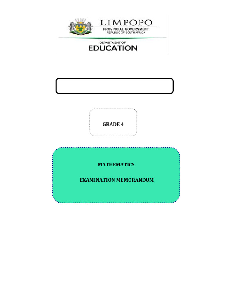 2024 Term 2 Math GR 4 Exam Memo | PDF | Mathematics