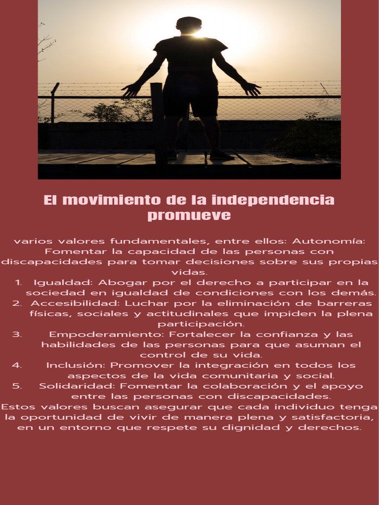 Movimiento de La Vida Independiente Promueve Varios Valores Fundamentales, - 20241017 - 215132 ...