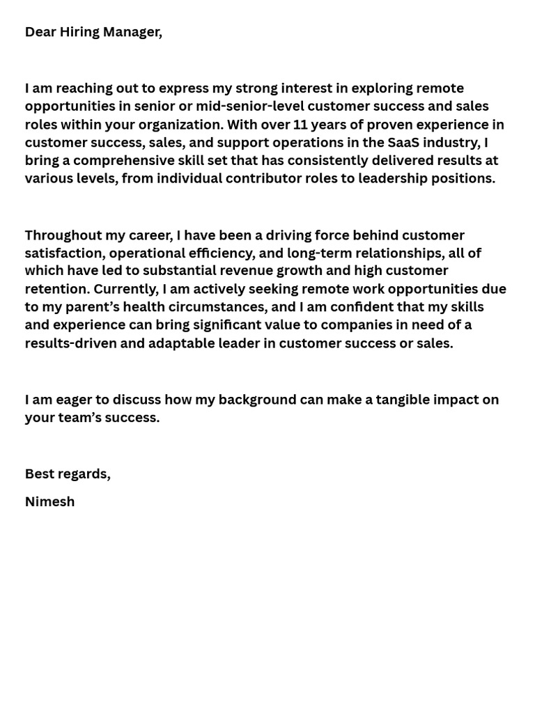 Dear Hiring Manager | PDF