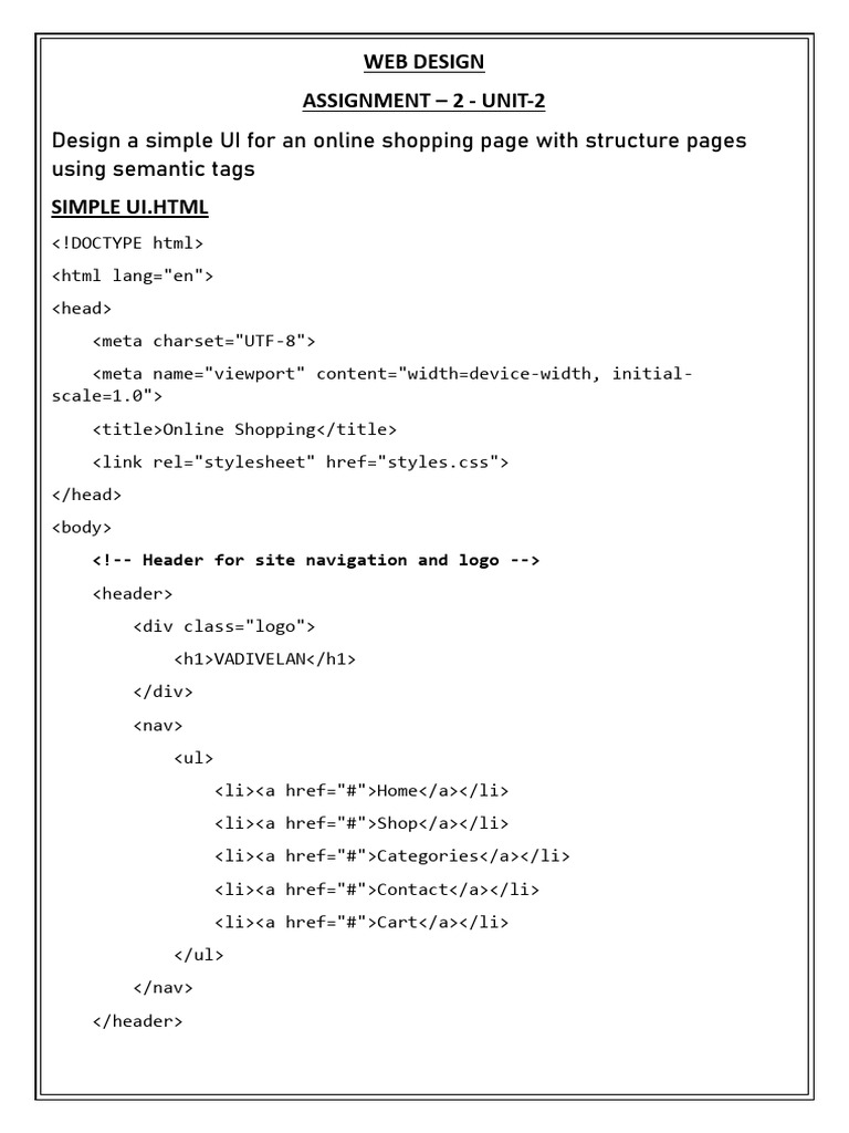 Web Design Assignment 2 (1) | PDF | World Wide Web | Internet & Web Web Design Assignment 2 (1) | PDF | World Wide Web | Internet & Web