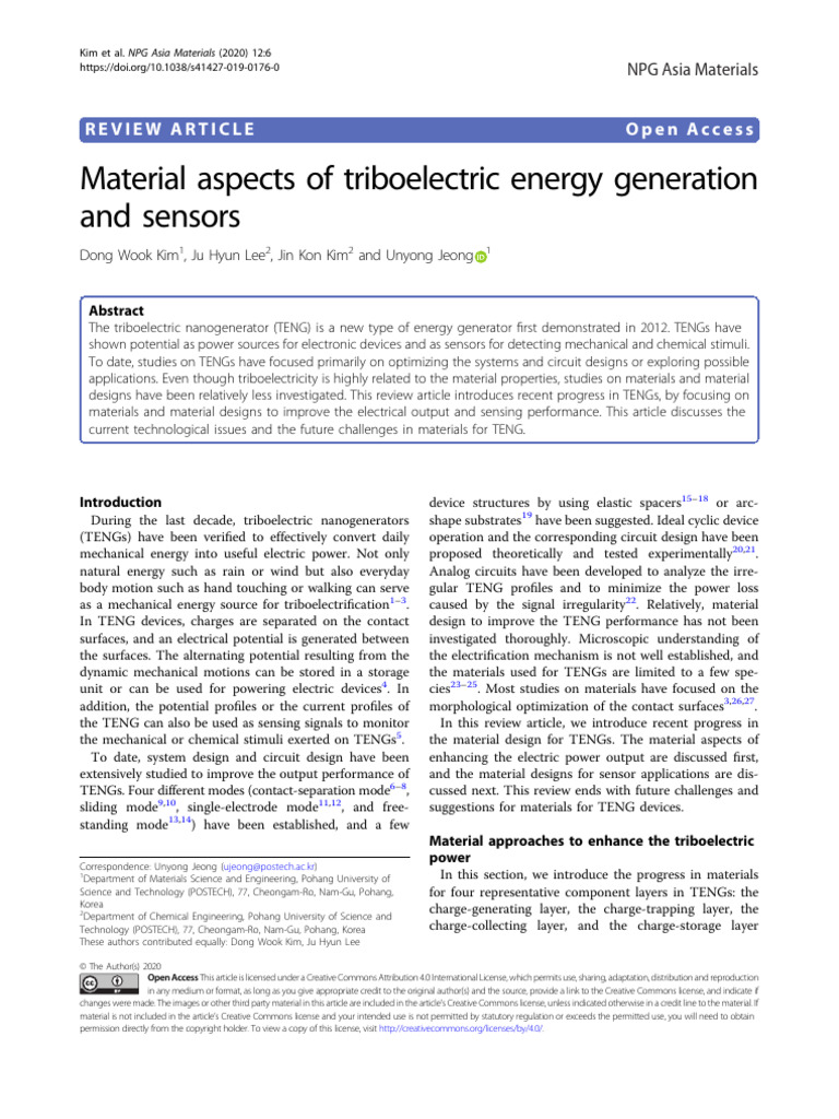 Material Aspects of Triboelectric Energy Generation and Sensors | PDF | Capacitor | Dielectric