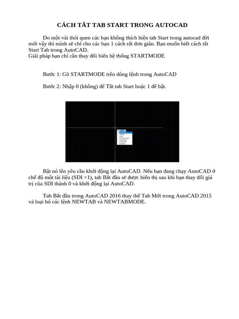 CACH TAT TAB START TRONG AUTOCAD | PDF