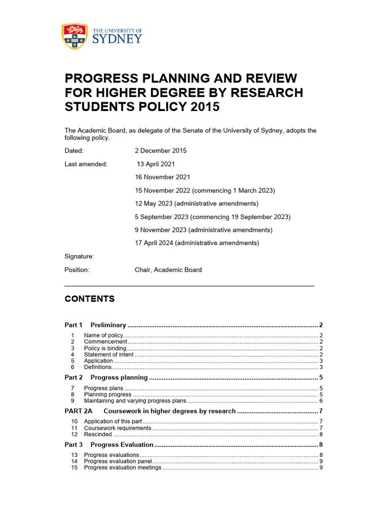 Progress Review Guidelines | PDF | Thesis | Postgraduate Education