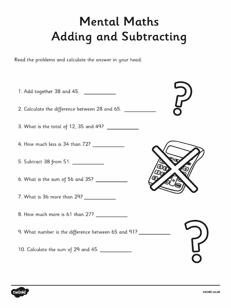 T-N-4663-Mental-Maths-Addition-and-Subtraction-Activity-Sheets | PDF