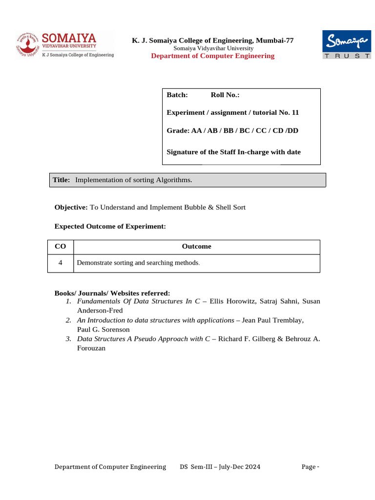 EXP 11-Sorting (1) | PDF | Theoretical Computer Science | Computer Science