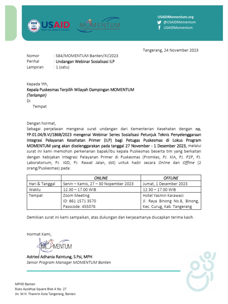 584 - Surat Undangan Webinar ILP Puskesmas Zoom | PDF