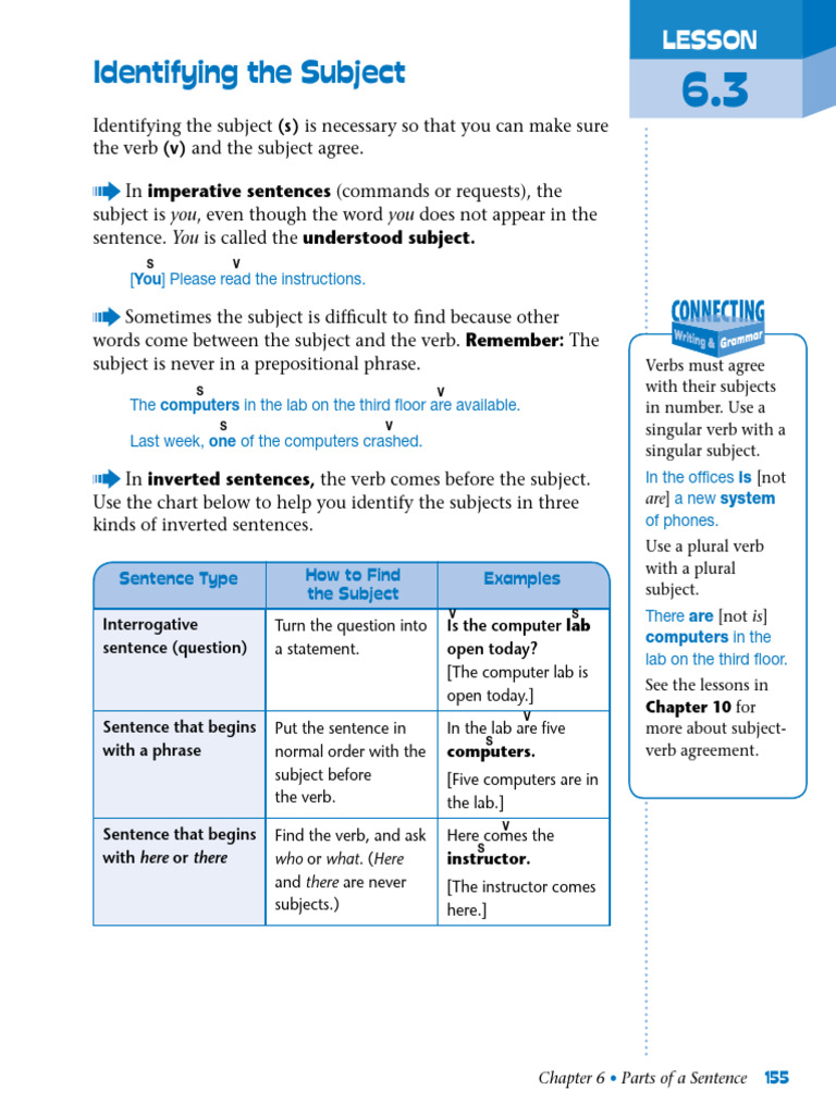 8.6.3 Identifying The Subject | PDF | Subject (Grammar) | Sentence ...
