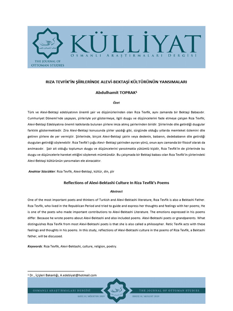 Alevi Bekta I Iirinde Din Unsurlar Bekta I Babas R Za Tevfik B L | PDF