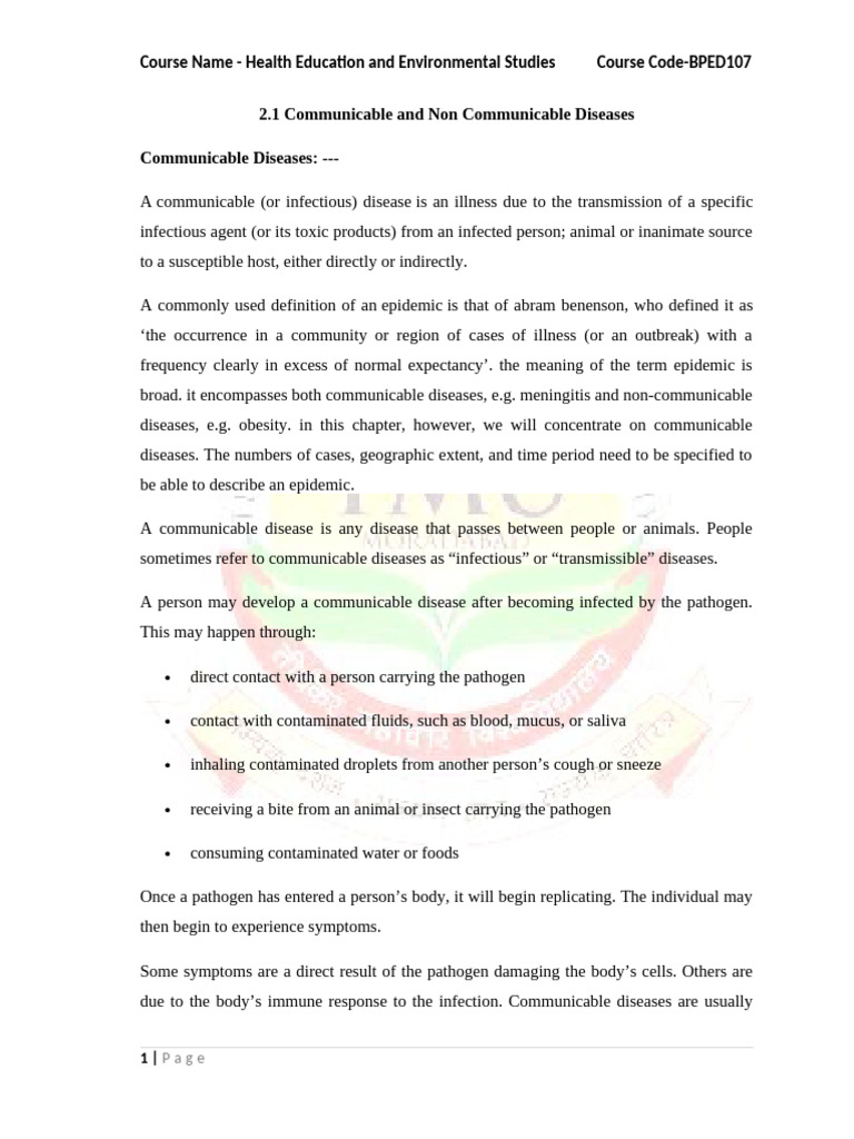 Communicable vs Non-Communicable Diseases | PDF | Non Communicable ...