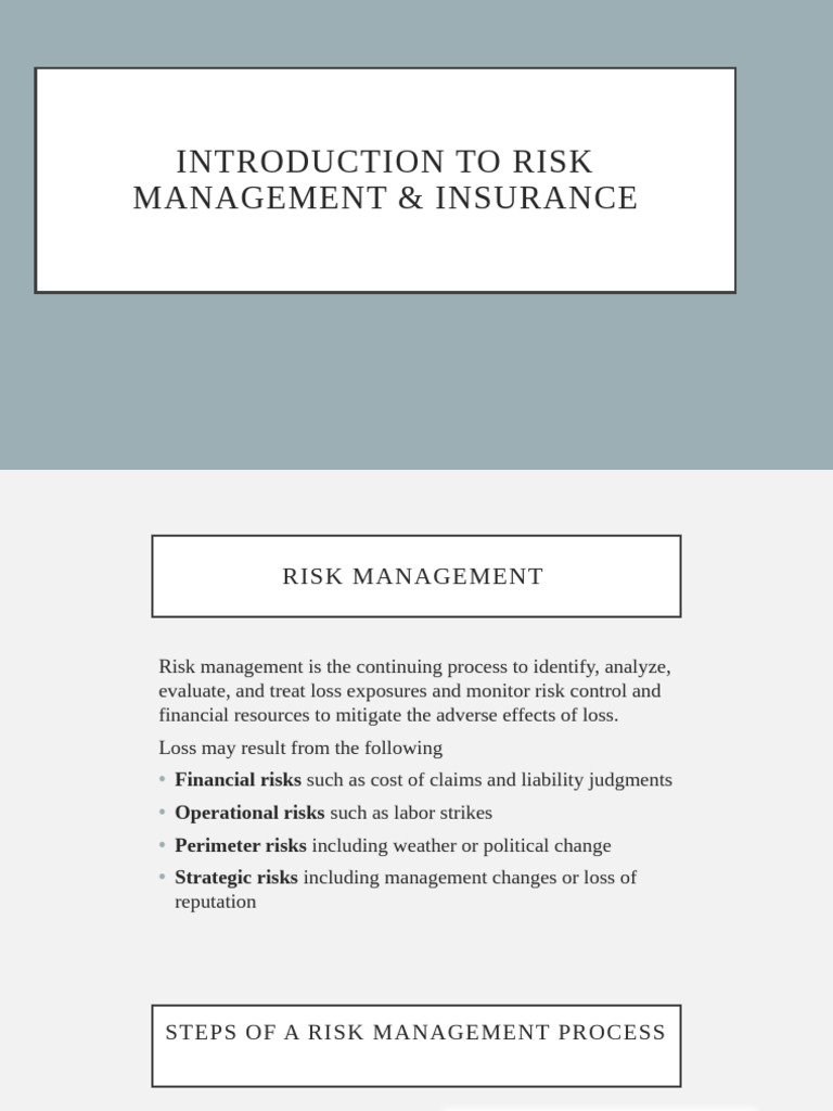 Introduction To Risk Management | PDF | Financial Risk | Insurance