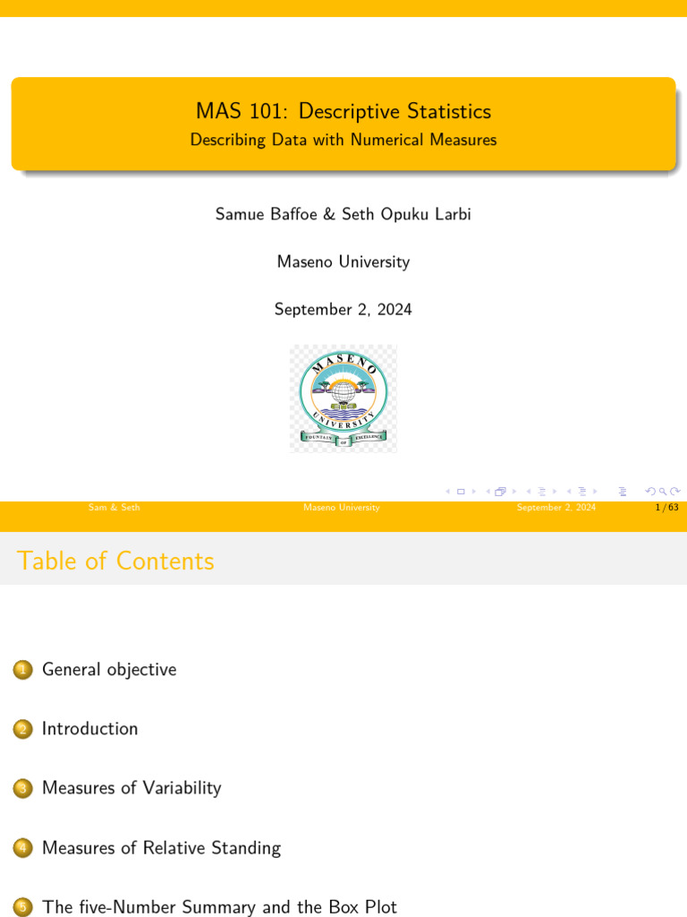 Mas 101 3 | PDF | Mode (Statistics) | Variance