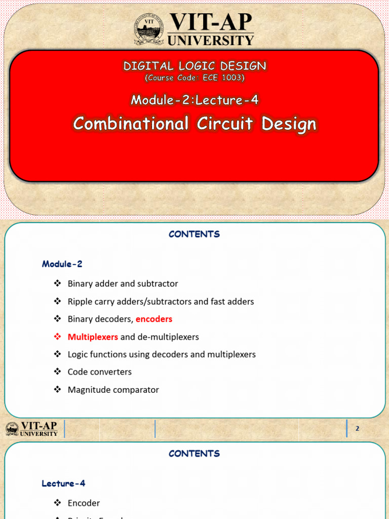 DLD Module 2-Combinatinal Circuit Design Lecture-4 | PDF | Logic Gate ...