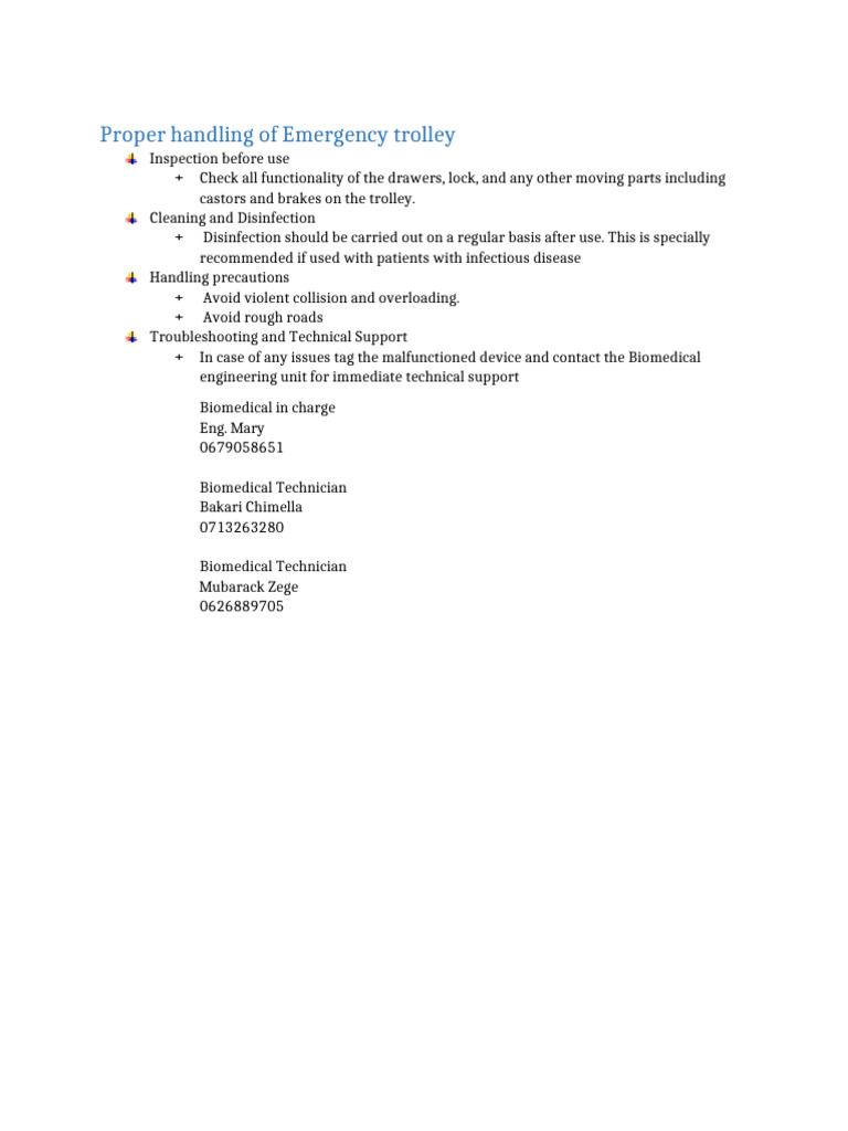 Emergency Trolley Handling Guide | PDF | Wellness | Technology ...