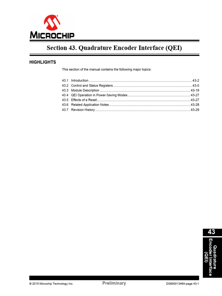 Section 43. Quadrature Encoder Interface (QEI) : Highlights | PDF | Electrical Engineering ...