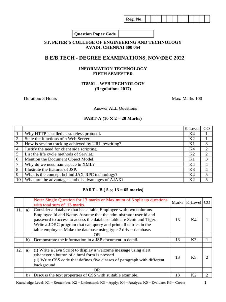 It8501 - WT Model Qp-1 As Per New Format | PDF | World Wide Web | Internet & Web