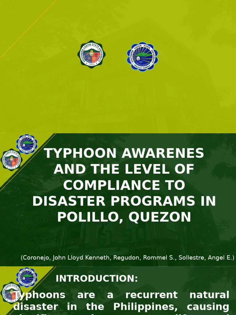 Typhoon Awarenes and The Level of Compliance To Disaster Programs in ...