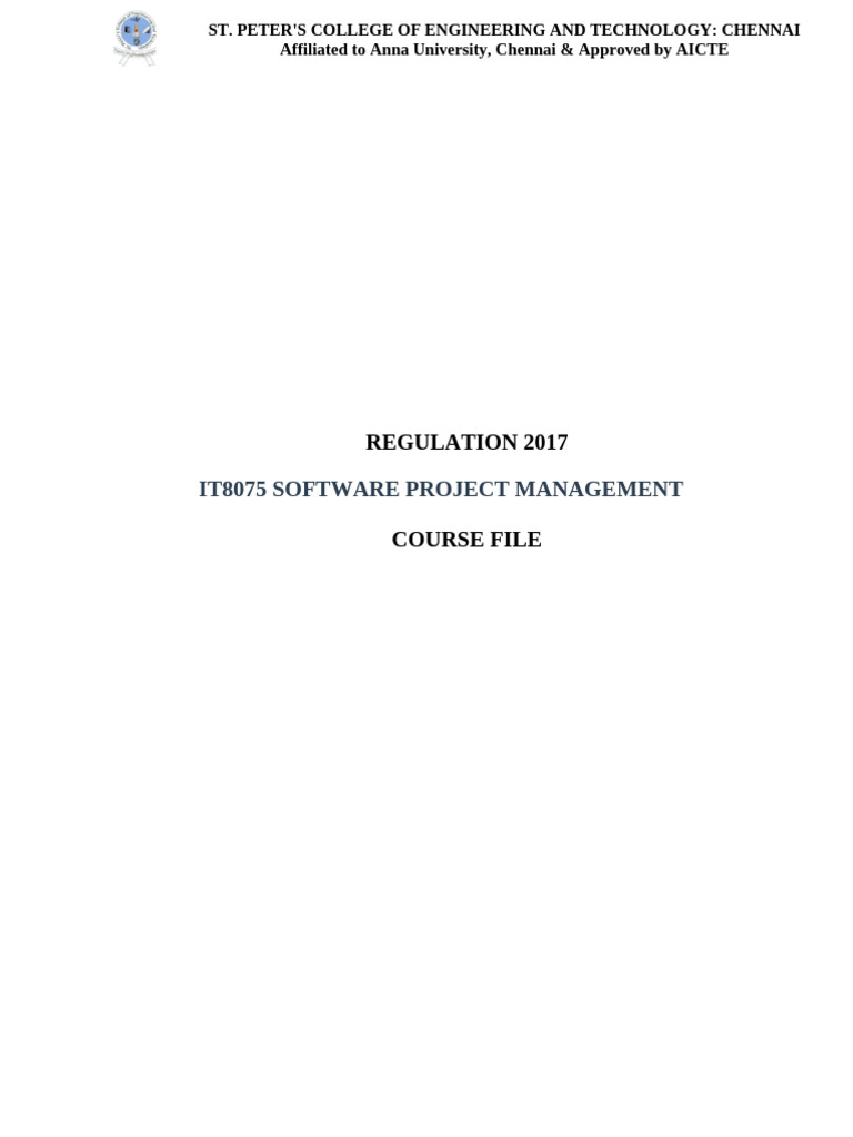 It8075 - SPM - Course File | PDF | Feasibility Study | Project Management