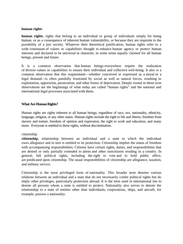 Human Rights Definitions | PDF | Citizenship | Human Rights