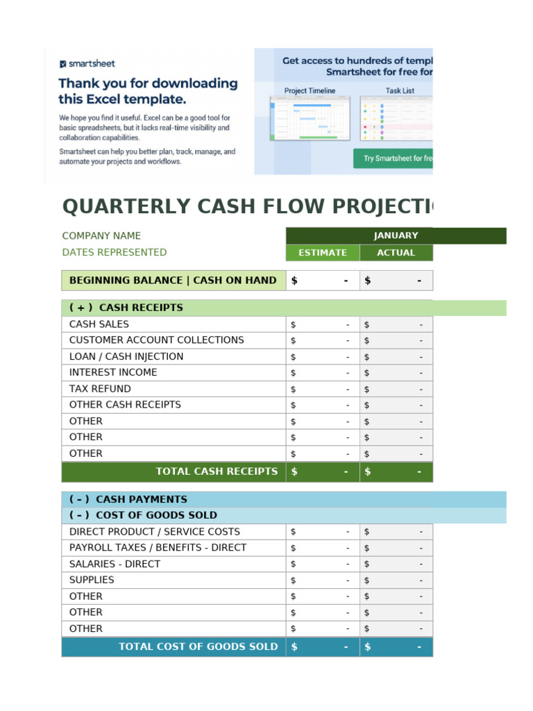 IC Quarterly Cash Flow Projections 10846 | PDF
