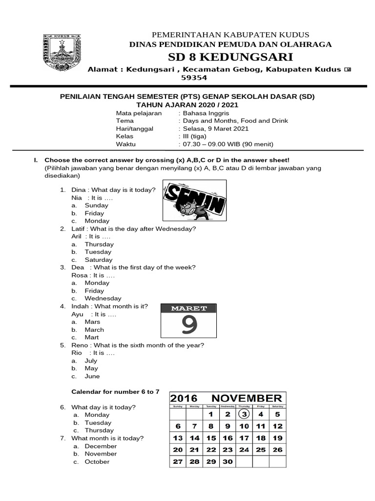 Soal PTS Genap Kelas 3 Bhs Inggris Fix-1 | PDF | Foods | Cuisine