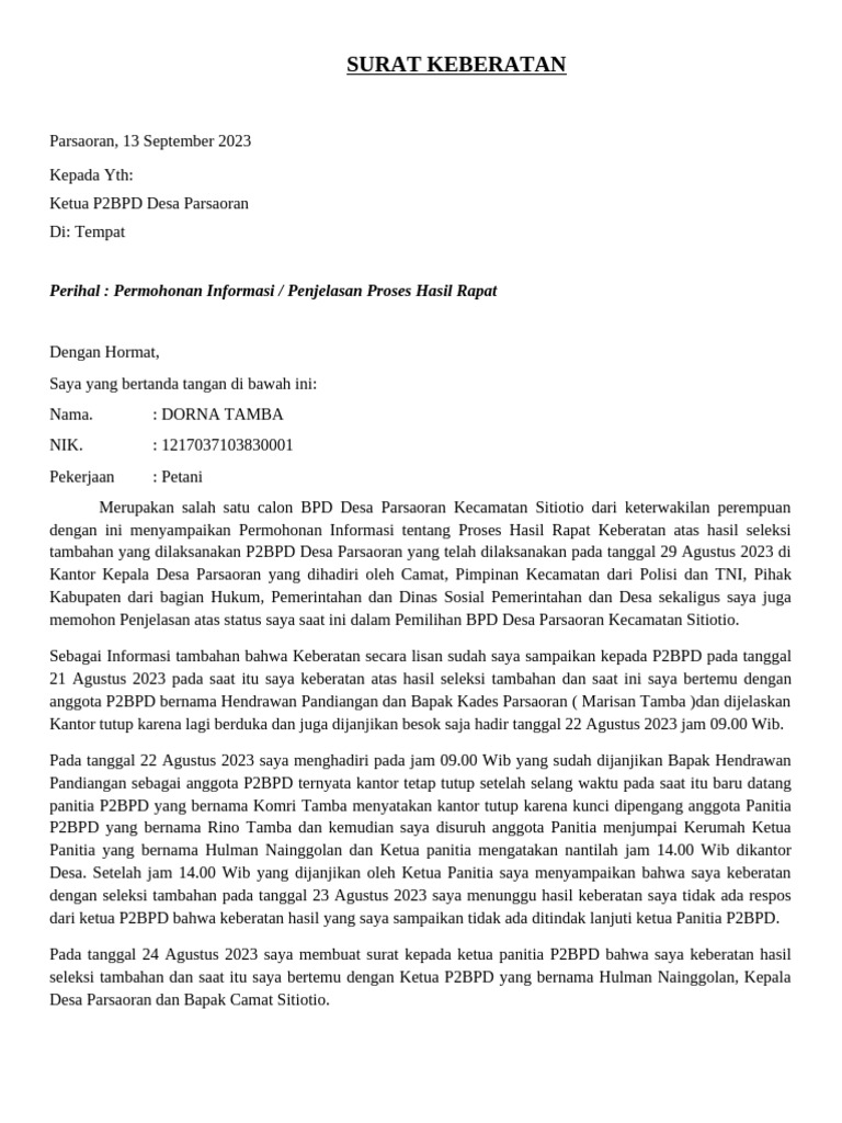 Surat Keberatan | PDF