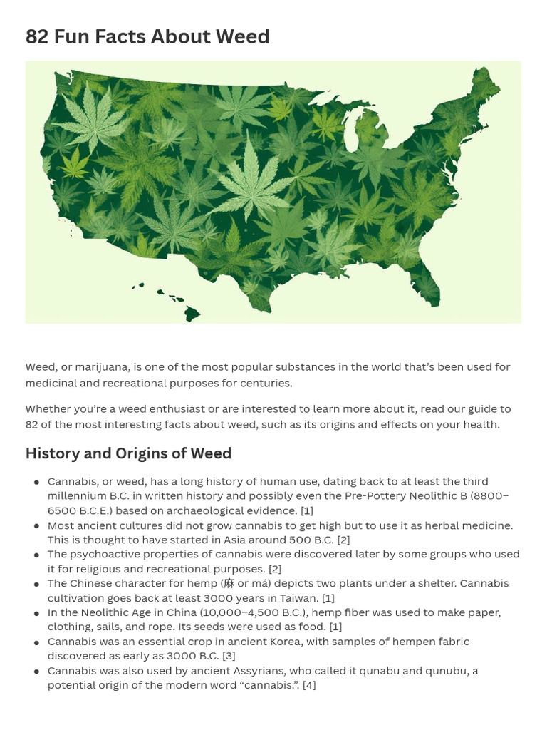 82 Fun Facts About Weed | PDF | Cannabis (Drug) | Psychosis